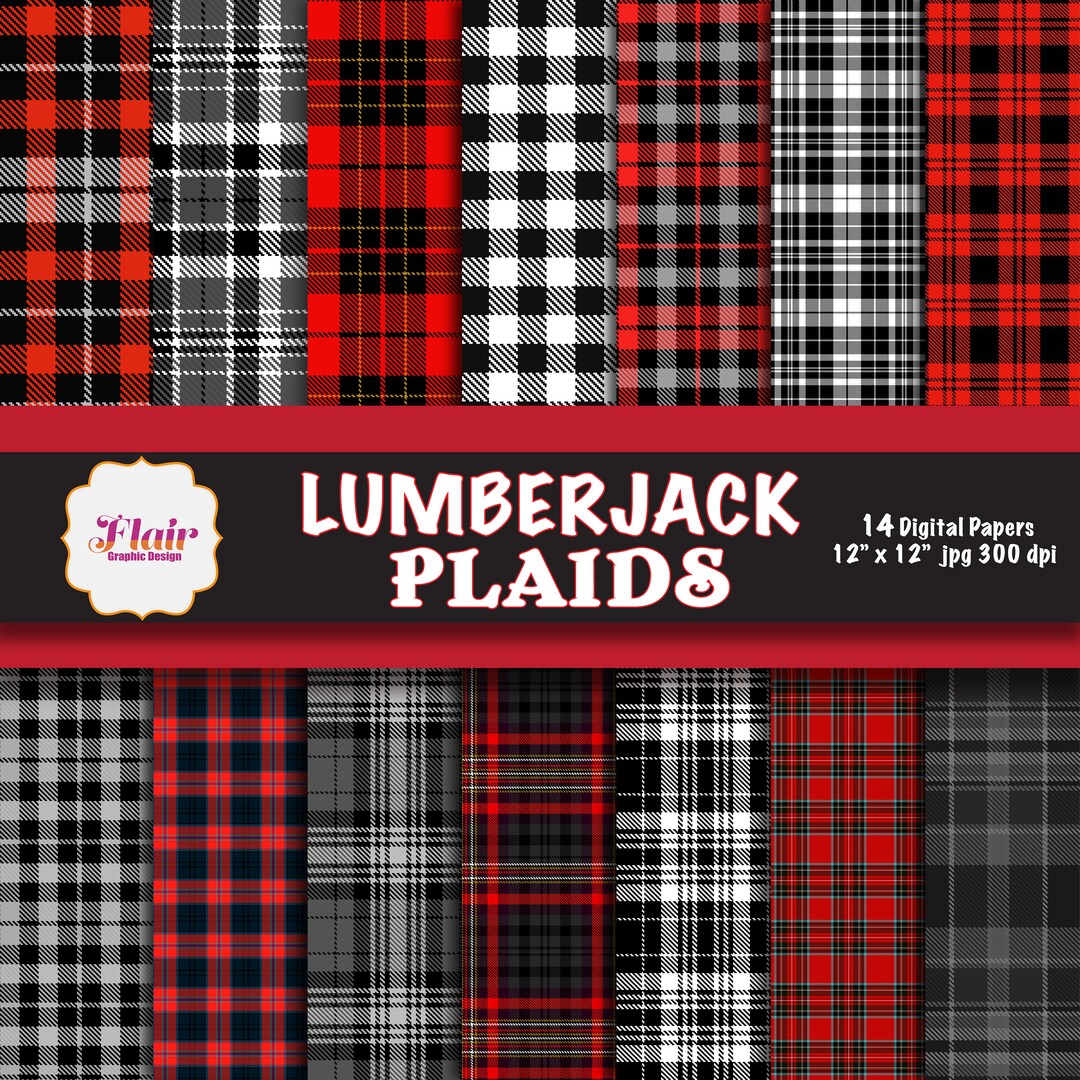 LUMBERJACK PLAIDS Digital Paper, Fall Colors, Halloween, Trick or Treat ...