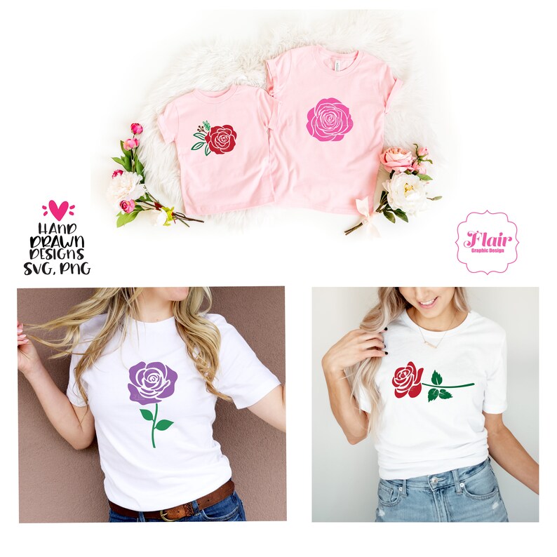 Colorful Roses SVG, PNG Bundle Digital Clipart, Spring Flowers Svg ...