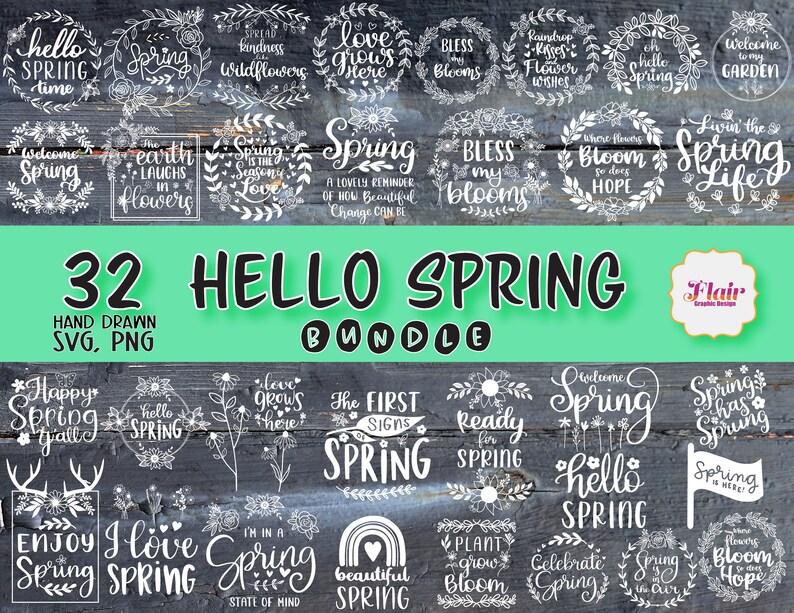 Hello Spring Bundle Welcome Spring Svg Flower Svg Spring is - Etsy