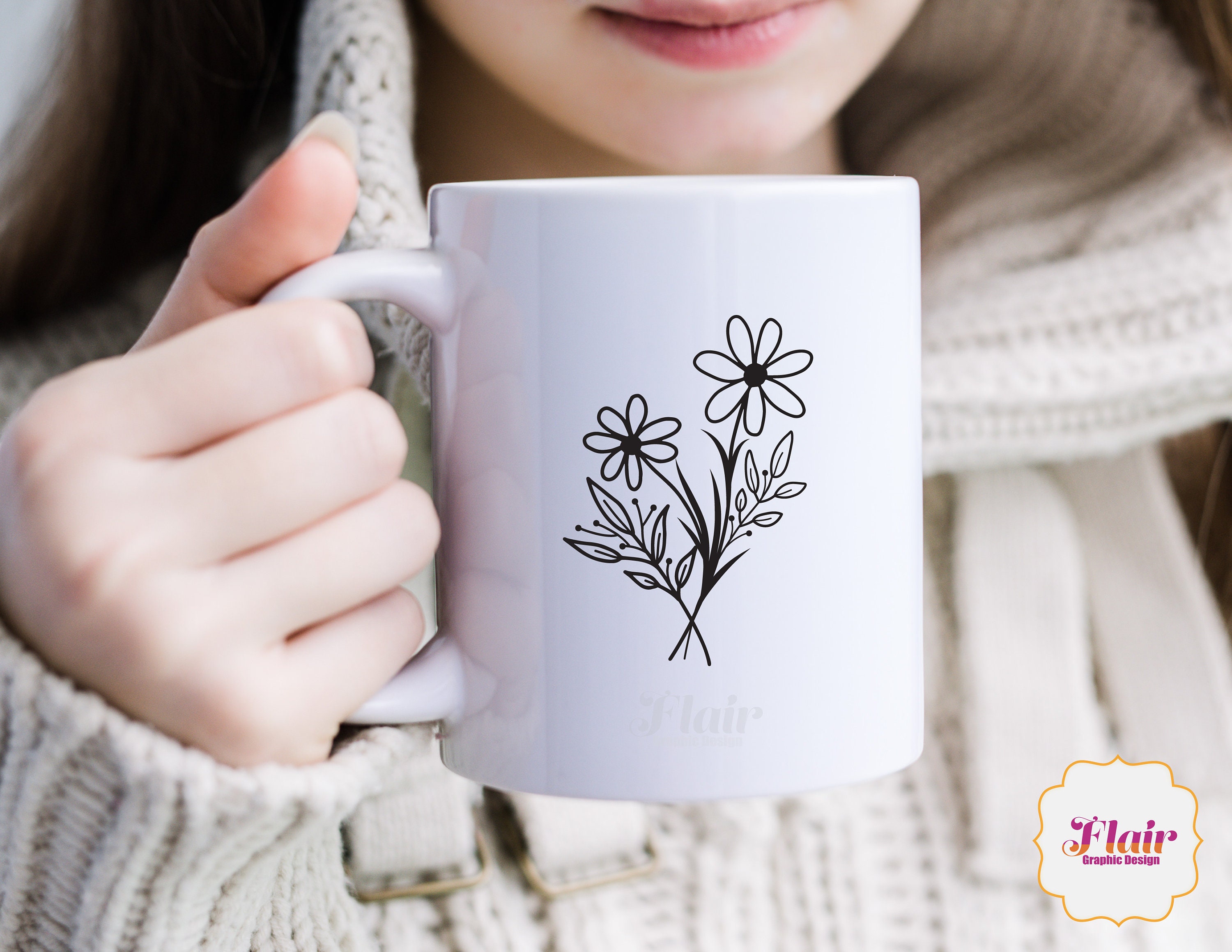 Floral Bouquet Bundle, SVG, PNG, Flowers, Hand Drawn Botanical SVG ...