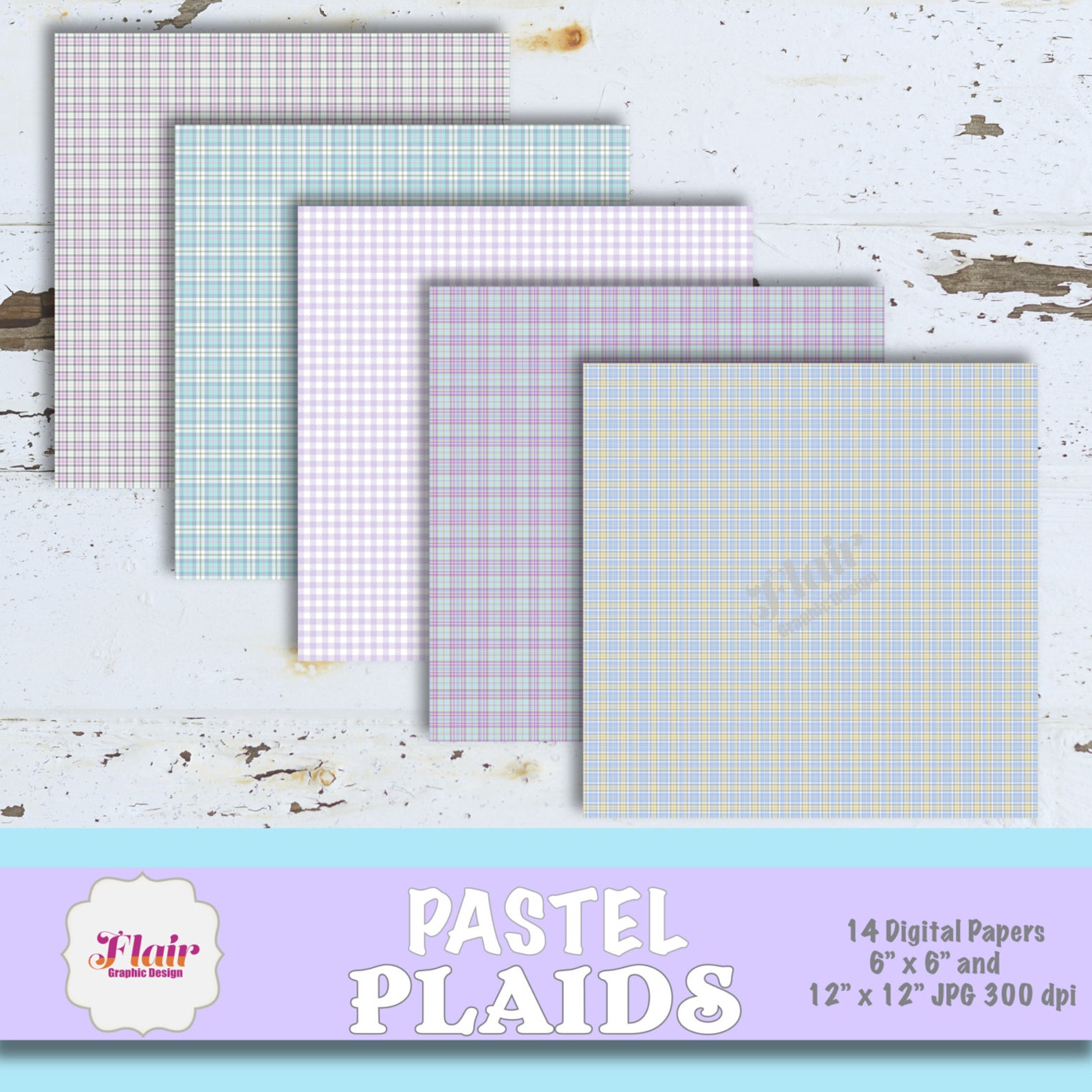 PASTEL PLAIDS Digital Paper Spring Colors Easter Colors | Etsy