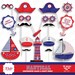 NAUTICAL Photo Booth Masks and Props in Red, White and Blue, Pirate ...