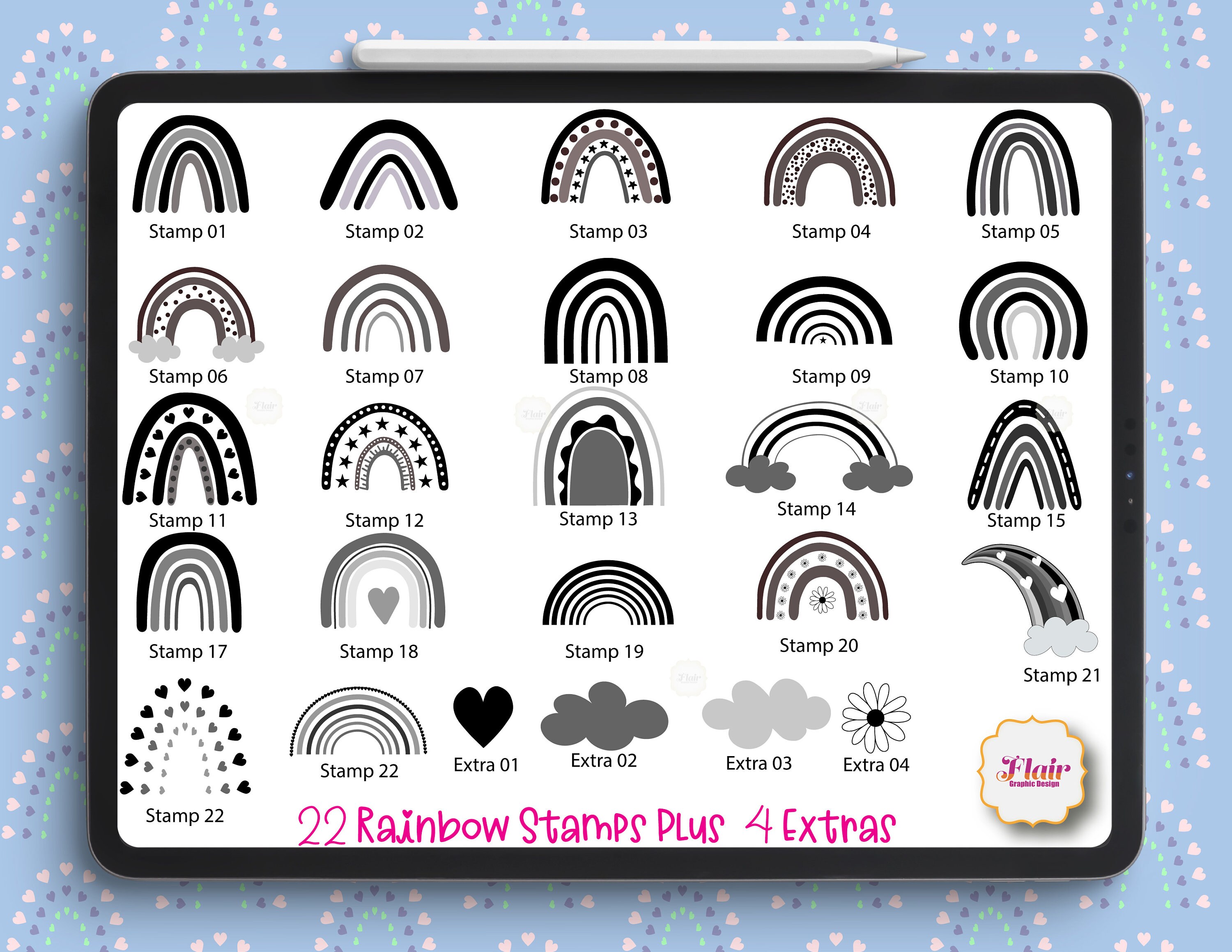 Rainbow Stamps for Procreate Pastel Colors Doodle Brushes | Etsy