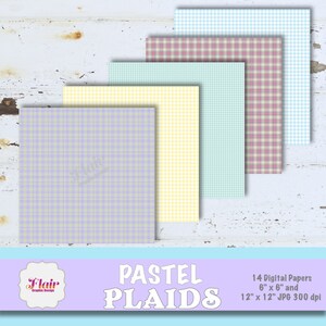 Pastel Plaids Digital Paper, Spring Colors, Easter Colors, Baby ...
