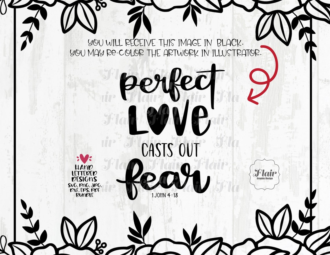 Perfect Love Casts Out Fear SVG PNG DXF Bundle Hand - Etsy