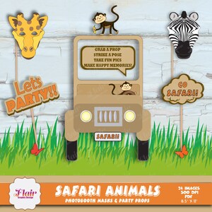 SAFARI ANIMALS Photo Booth Masks and Party Props, Printable Animal ...