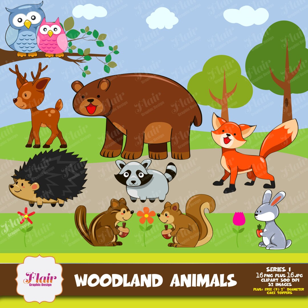 WOODLAND ANIMALS Digital Clipart, Forest Animals, Wildlife Clipart ...