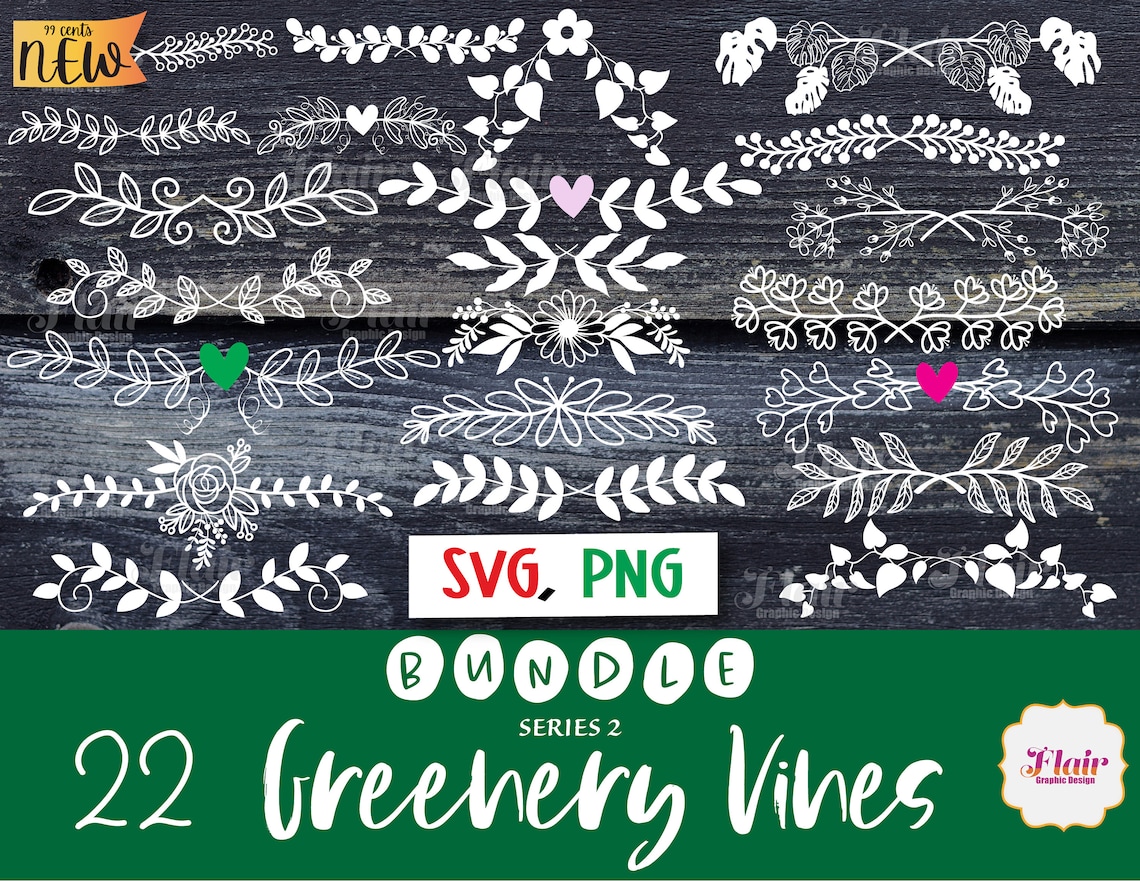 Greenery Vines Bundle S2 SVG PNG Hand Drawn Leaves Svg Leaf - Etsy