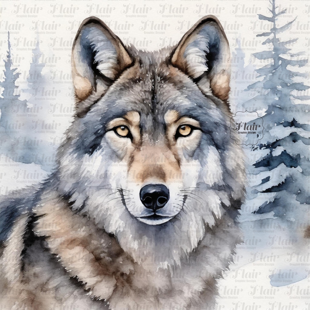Wolves Watercolor Clipart, Printable Wolf, 14 High Quality Jpgs, Wolf ...