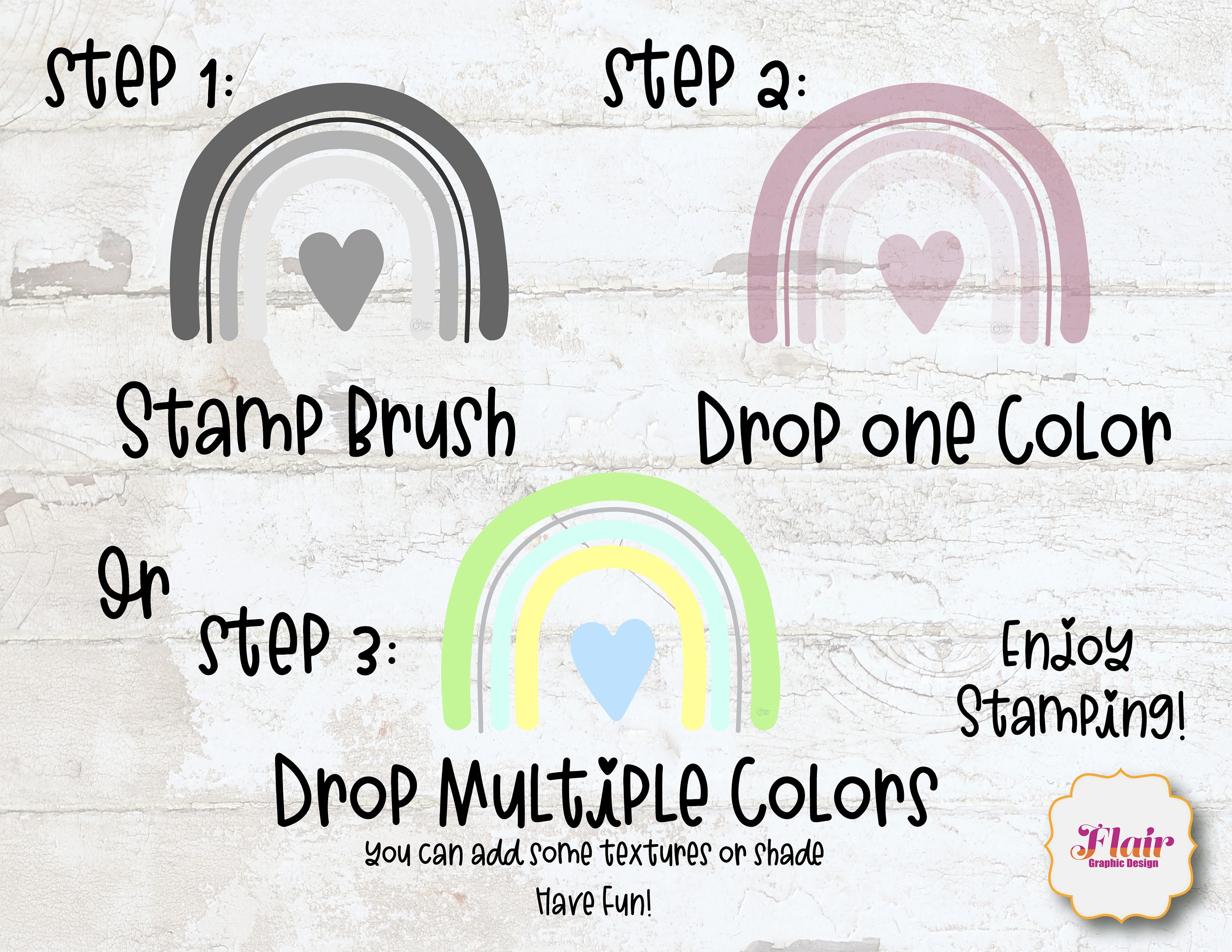 Rainbow Stamps for Procreate Pastel Colors Doodle Brushes | Etsy