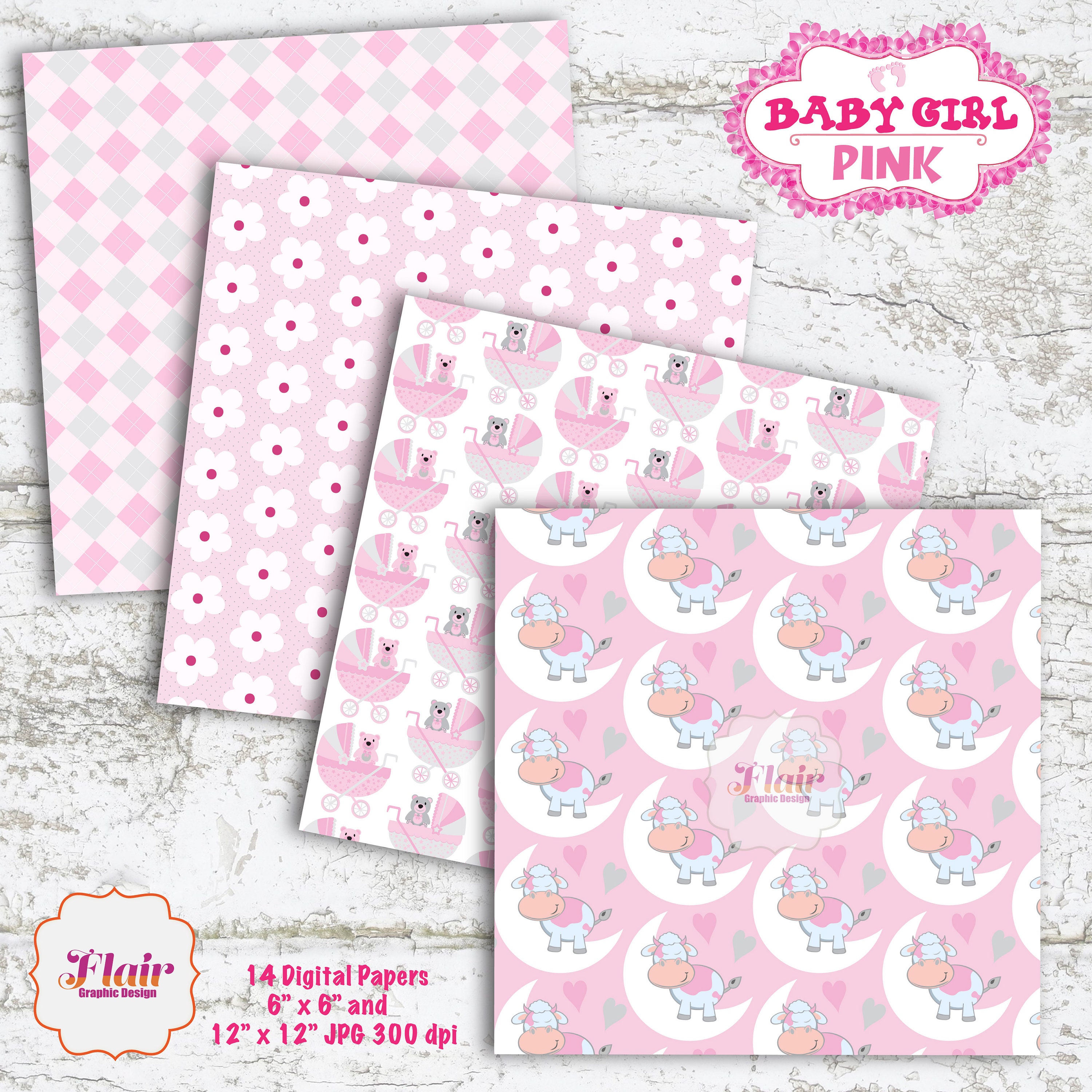 Baby Girl Digital Papers It's a Girl Newborn Baby - Etsy UK