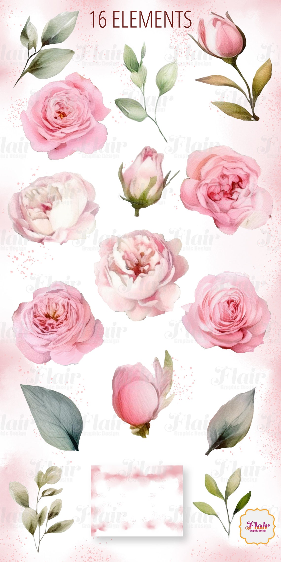 Watercolor Blush Pink Roses PNG, Spring Dusty Roses Floral Clipart ...
