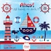 Ahoy! SAIL AWAY NAUTICAL Theme Digital Clipart Pack, Shells, Sailboat ...