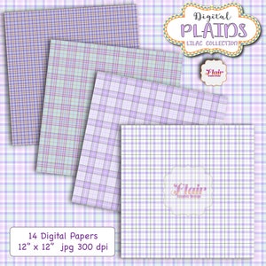 Lilac Digital Paper, Lavender, Checkered, Gingham, Scrapbooking, Baby ...
