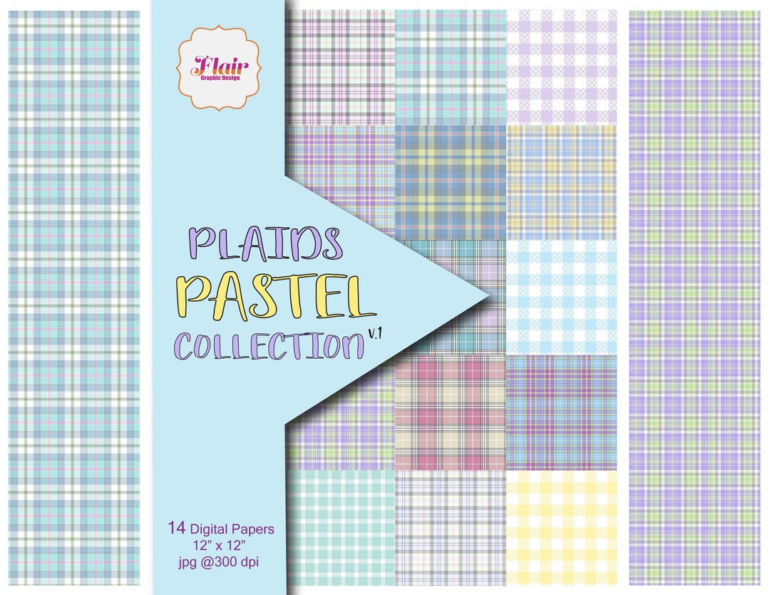 Pastel Plaids Digital Paper, Spring Colors, Easter Colors, Baby ...