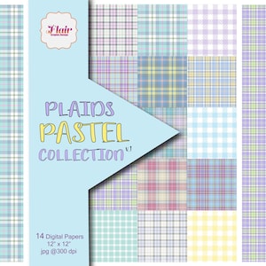 Pastel Plaids Digital Paper, Spring Colors, Easter Colors, Baby ...