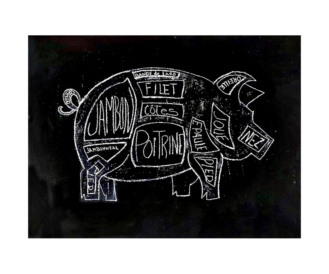 Pig Meat Diagram Chalk Drawing - Etsy