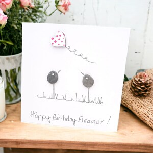 Birthday Card Friend, Loved One Personalised Pebble Art Picture Unusual ...