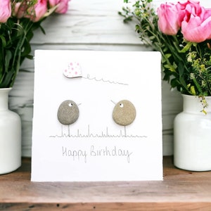 Birthday Card Friend, Loved One Personalised Pebble Art Picture Unusual ...