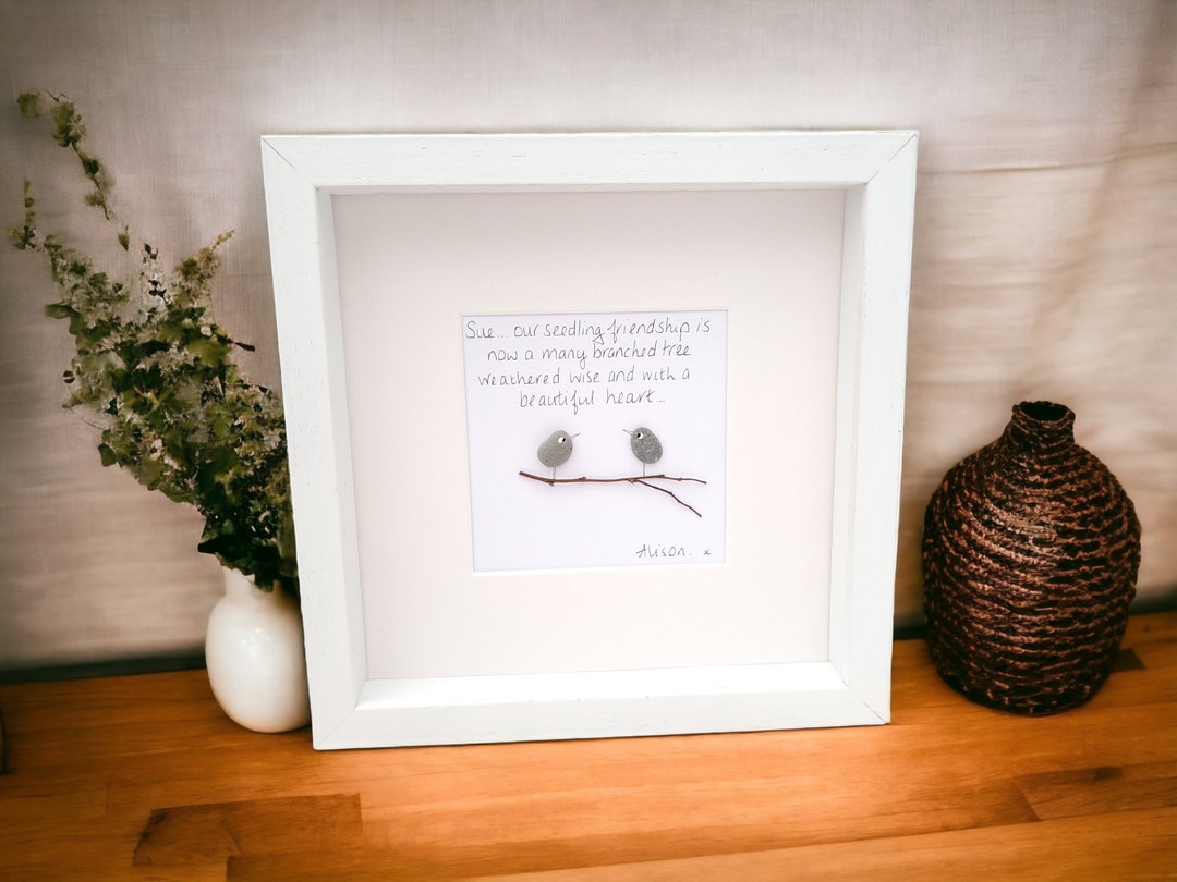 Friends Gift Framed Pebble Personalised Picture Art, Friend Leaving ...