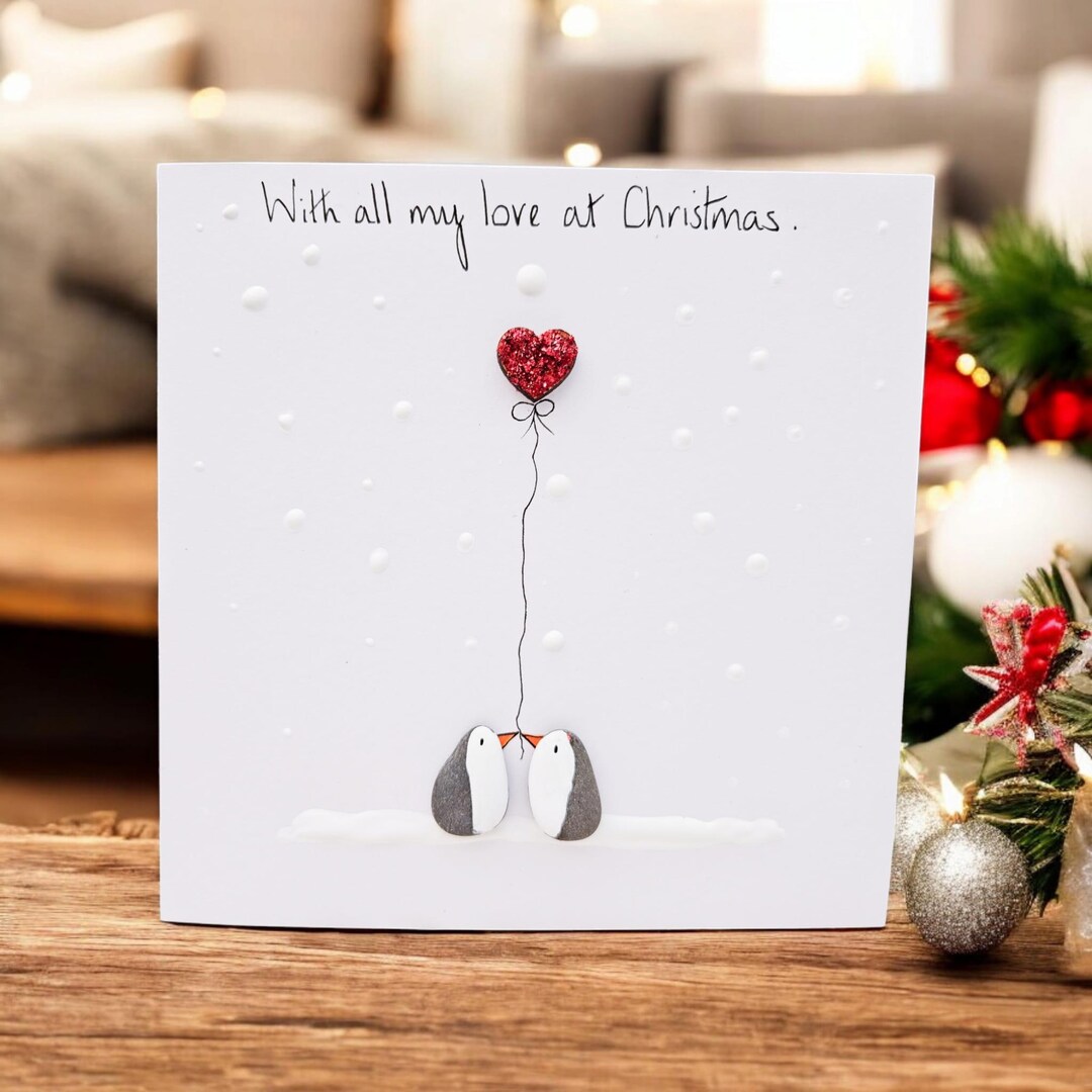 Penguins Christmas Husband Wife Card Cute Personalised Handmade Loved ...