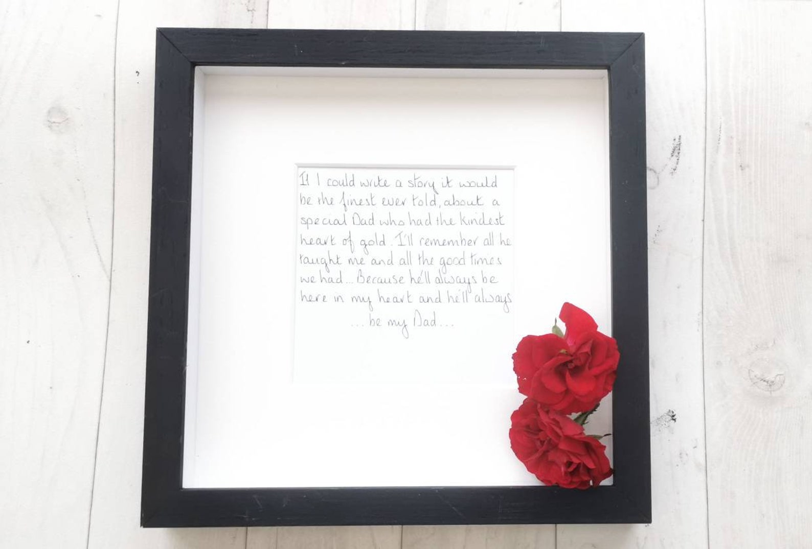 Funeral Flowers Keepsake Frame Memorial Gift Hand Written and ...