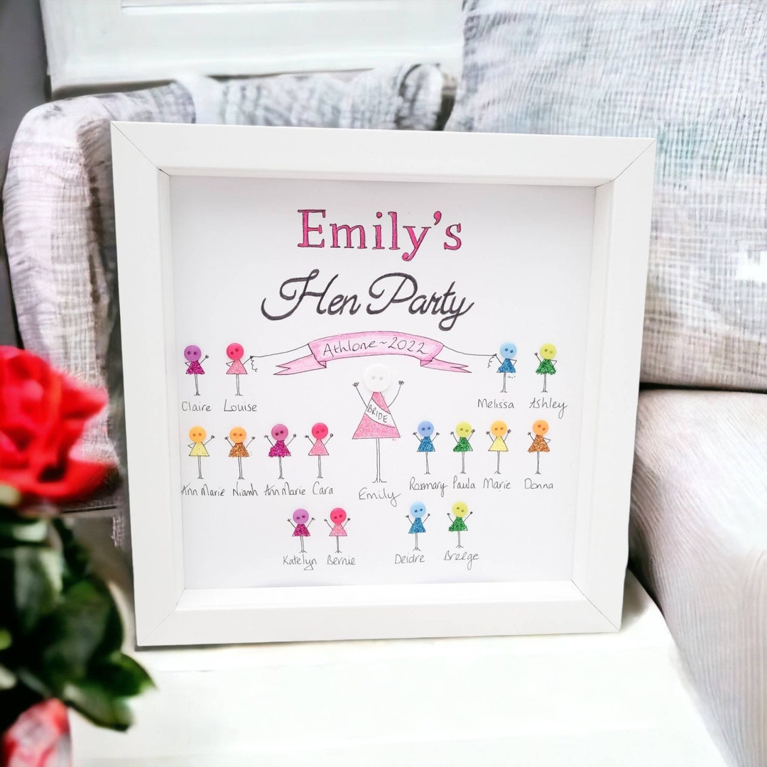 Hen Party Gift Keepsake, Gifts for Bride on Hen Do, Wedding Framed ...