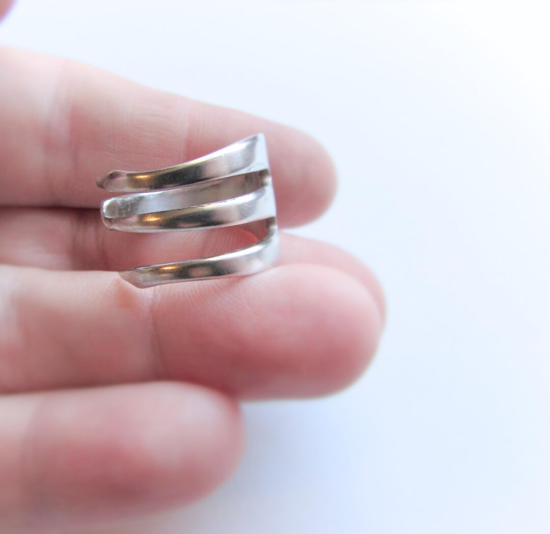 Fork Ring. Three Tine Fork Ring. Flared Trident. Silver - Etsy