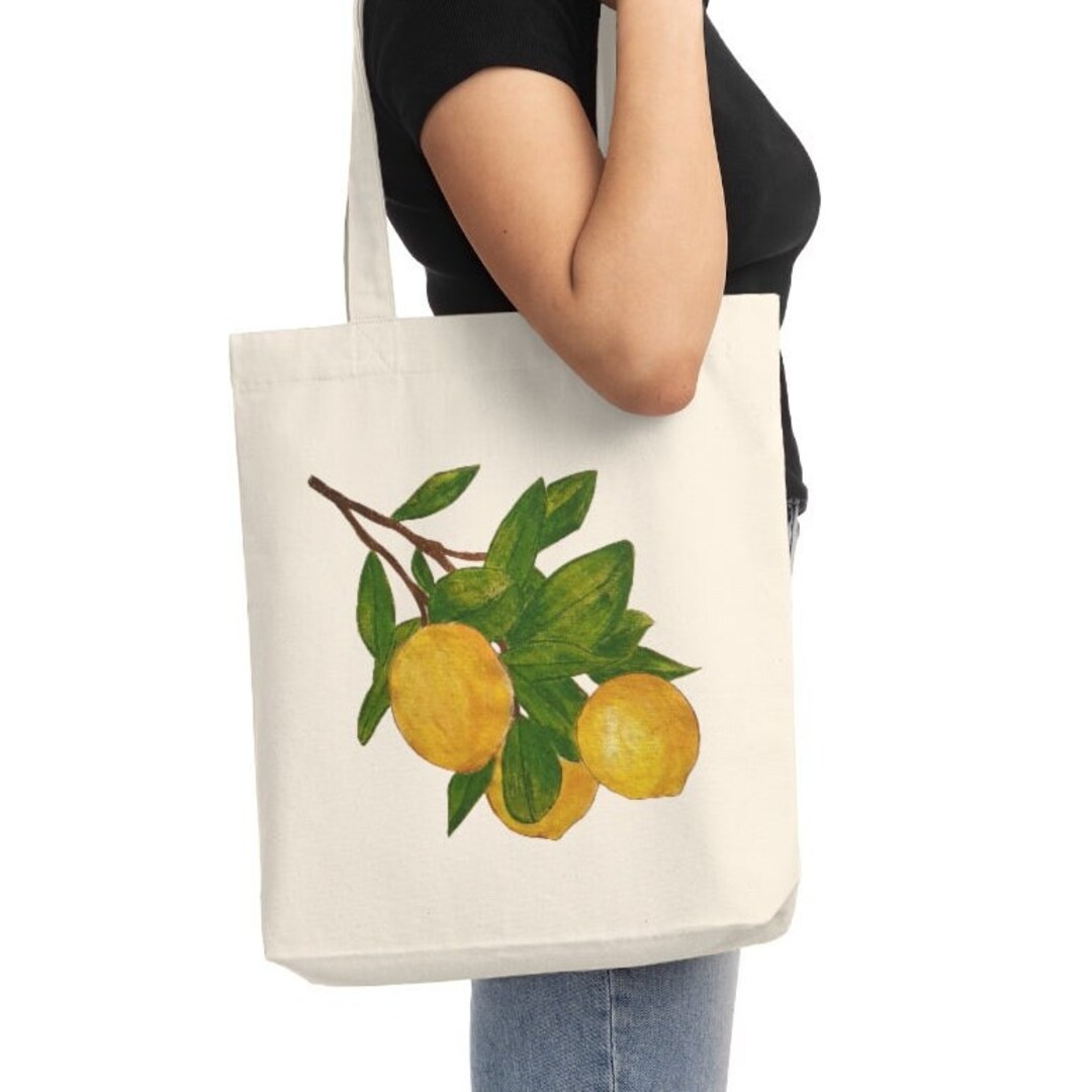 Hand Painted Lemon Tote Bag Handmade Citrus Tote Bag Cute - Etsy