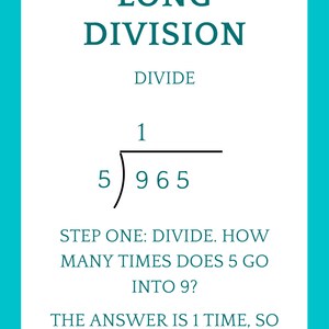 Long Division Posters Classroom Decor Print Laminate - Etsy