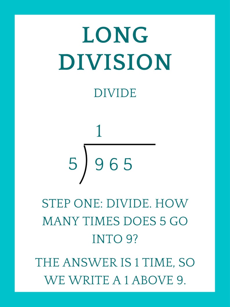 Long Division Posters Classroom Decor Print Laminate - Etsy