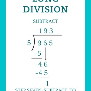 Long Division Posters Classroom Decor Print Laminate - Etsy