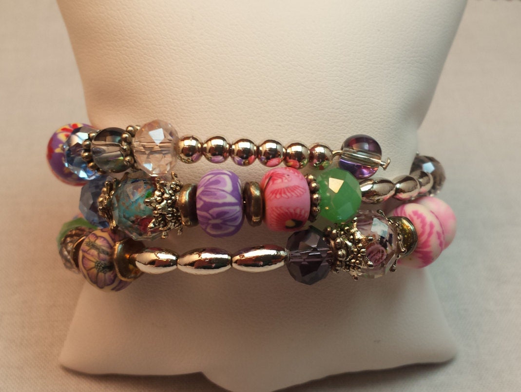 Colorful Memory Wire Coil Bracelet - Etsy