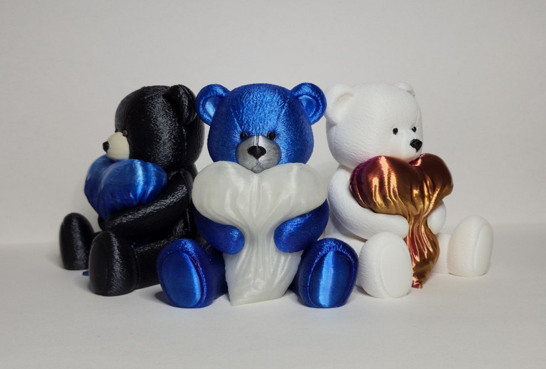 3D Printed Crystal Heart Bears - Etsy