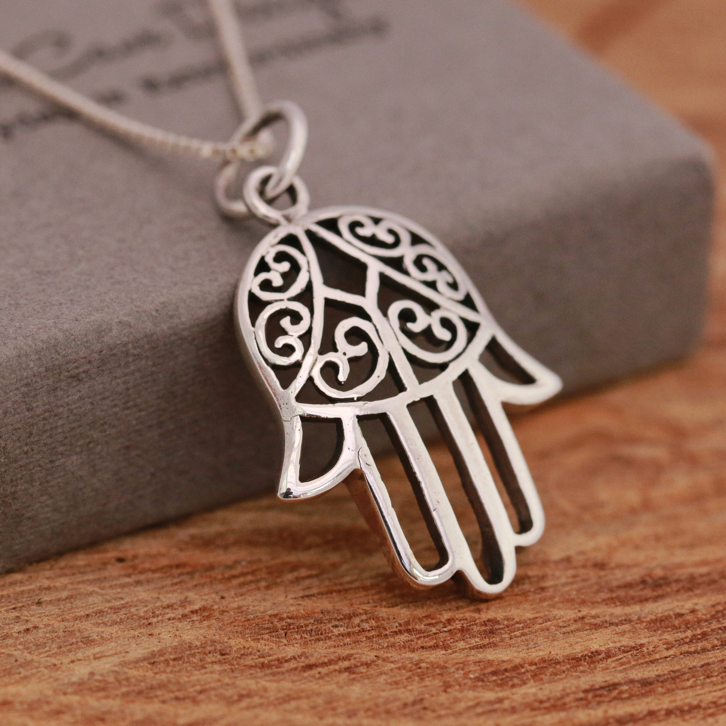 Sterling Silver Hand of Fatima Necklace, Silver Hamsa Hand Necklace ...