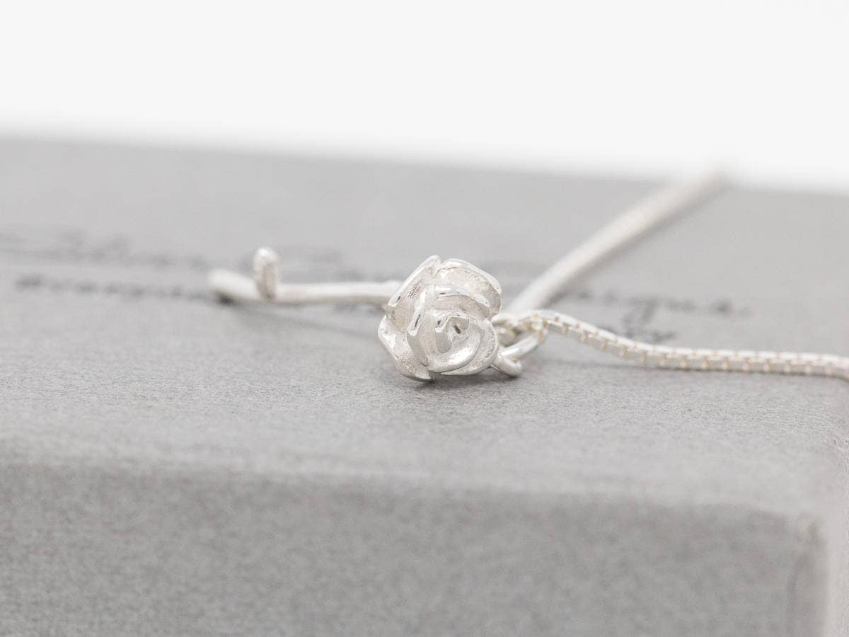 Sterling Silver Rose Necklace|Sterling Silver 3D Rose Necklace|Rose ...