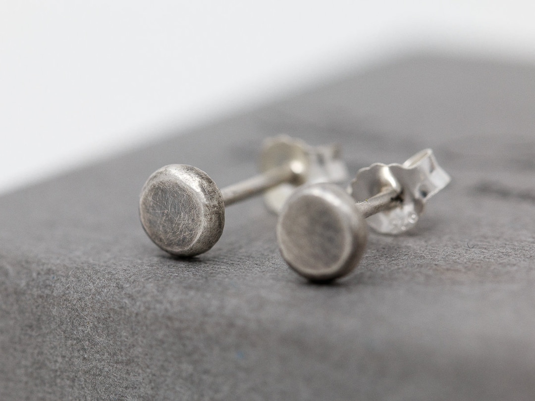 Sterling Silver Small Disc Earrings, Mini Dot Stud Earrings, Minimalist ...