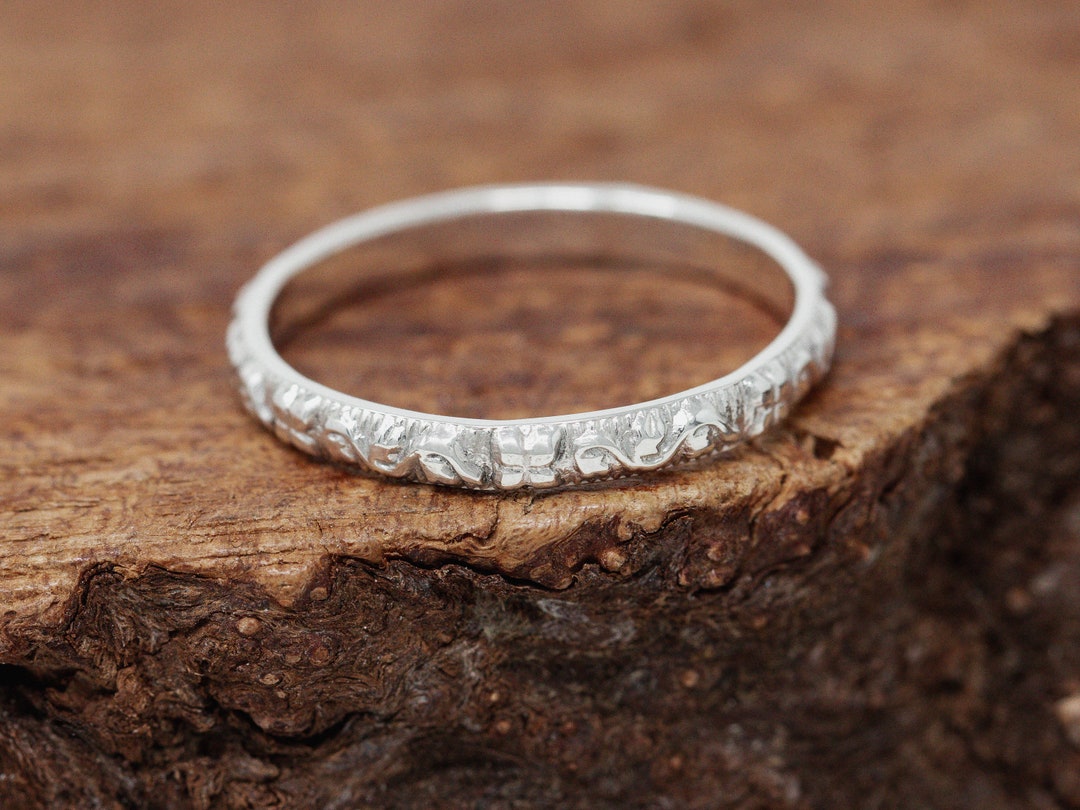 Flora Aeterna Ring, in 9ct White Gold, 2.5mm Wide, Eternal Flower Ring ...