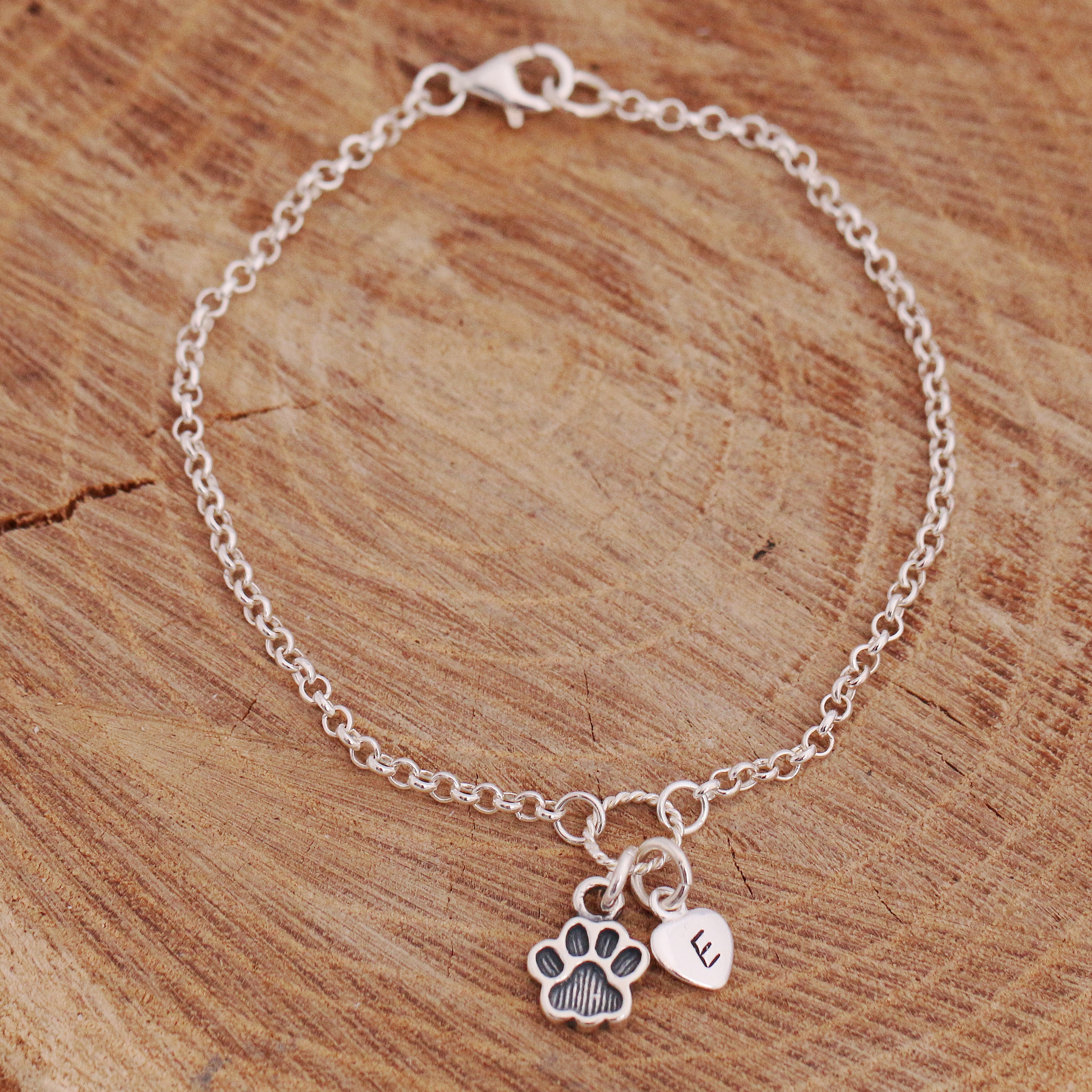 Sterling Silver Paw Print Bracelet, Paw Bracelet, Dog Paw Bracelet ...