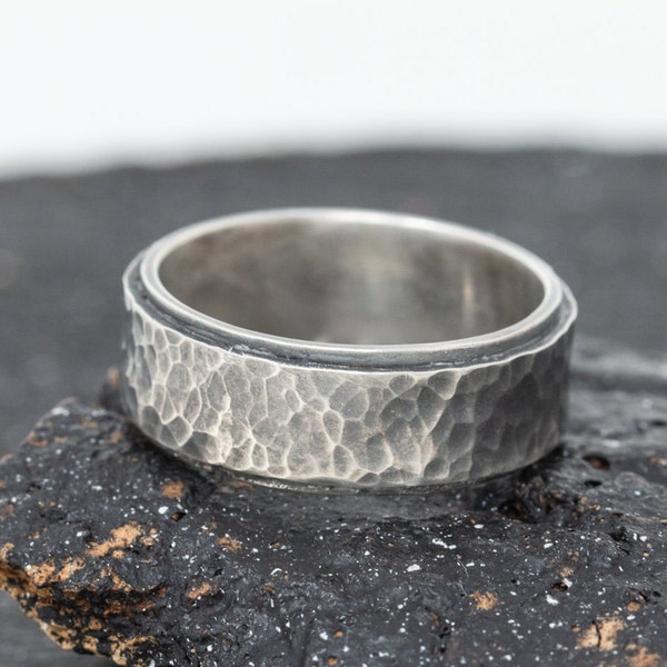 Rustic Silver Ring - Etsy