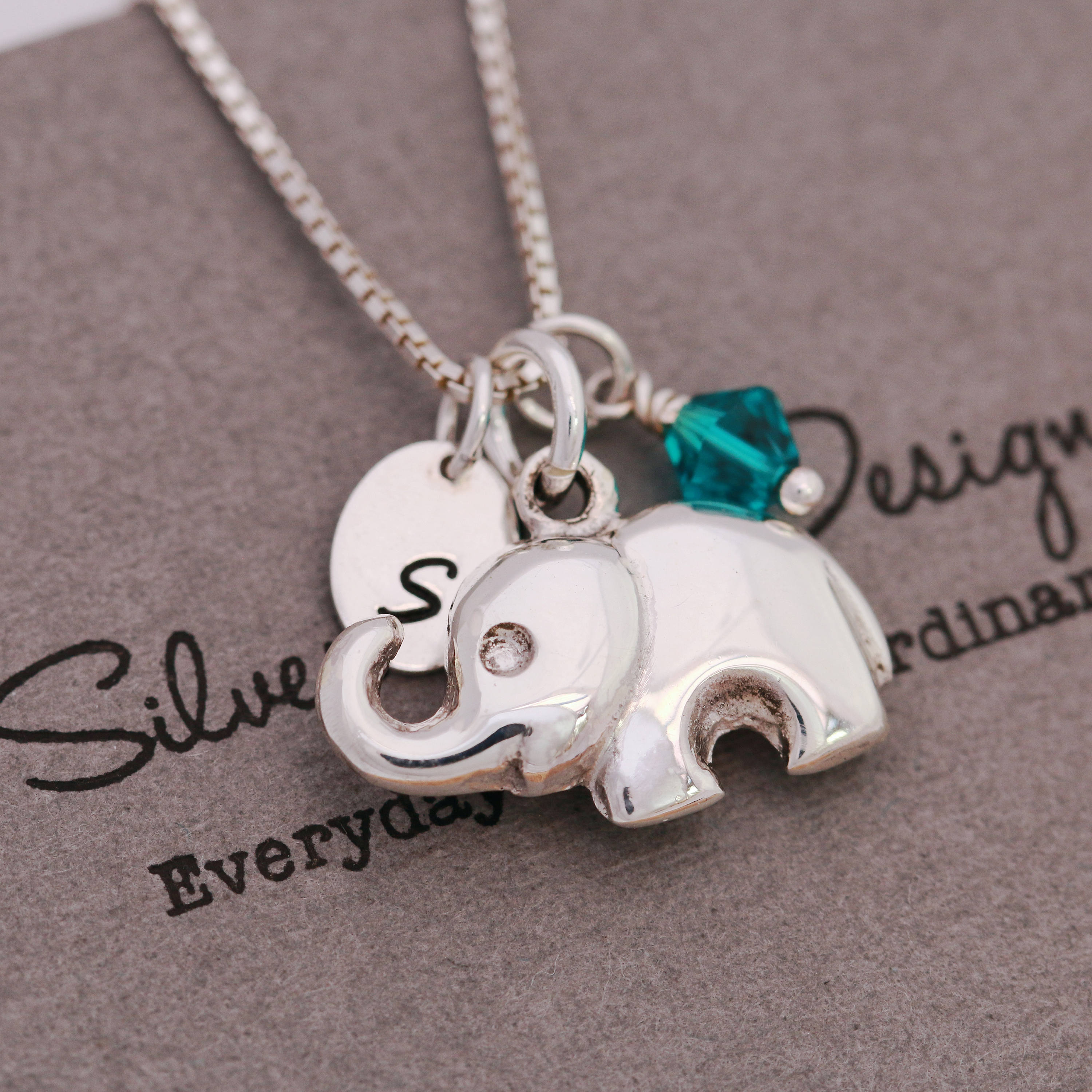 Sterling Silver Elephant Necklace|Personalised|Silver Elephant Necklace ...