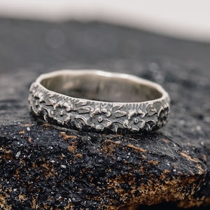 Rustic Sterling Silver Flower Ring,sterling Silver Floral Ring,sterling ...