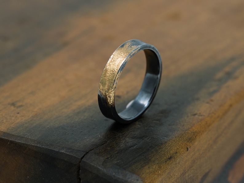 4mm6mm Sterling Silver & 24K Gold Keum Boo Ring Set OOAK - Etsy UK