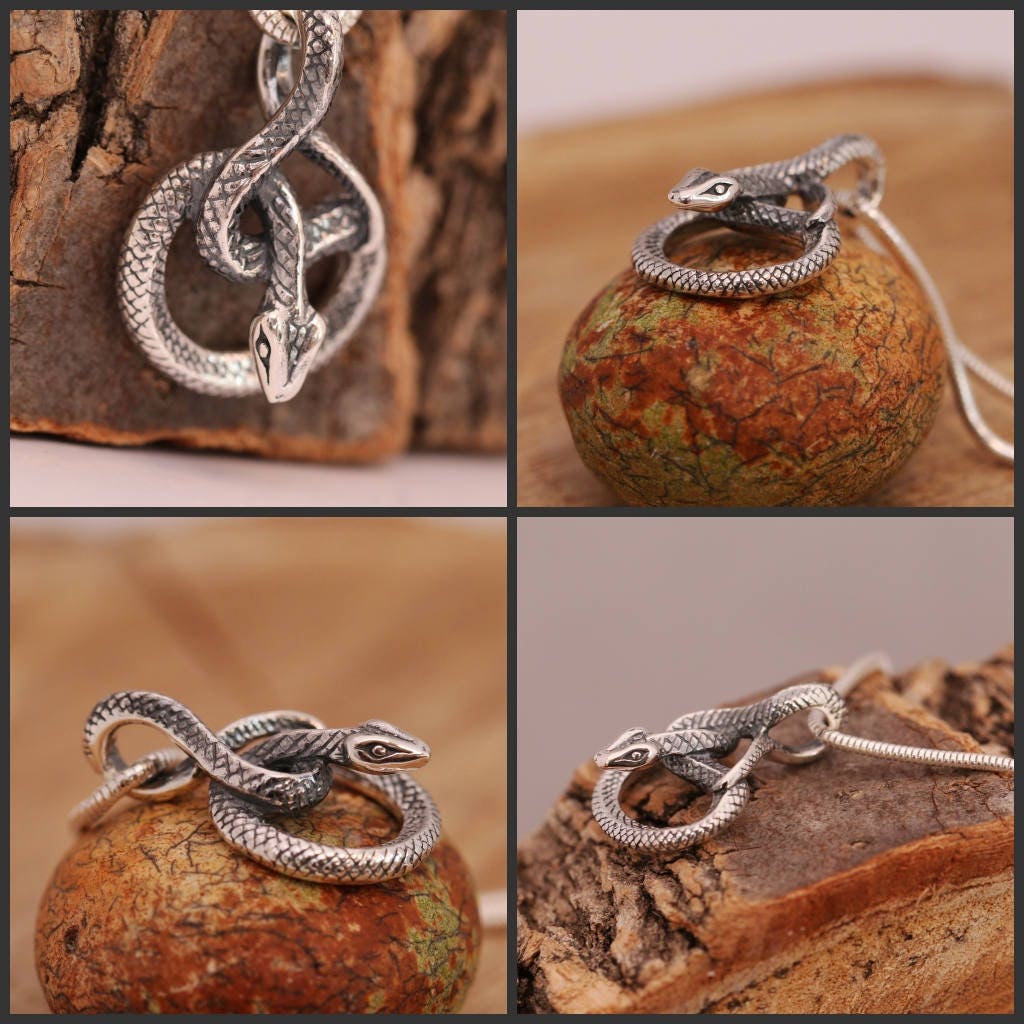 Sterling Silver Snake Necklace, 3D Snake Necklace, Silver Python ...