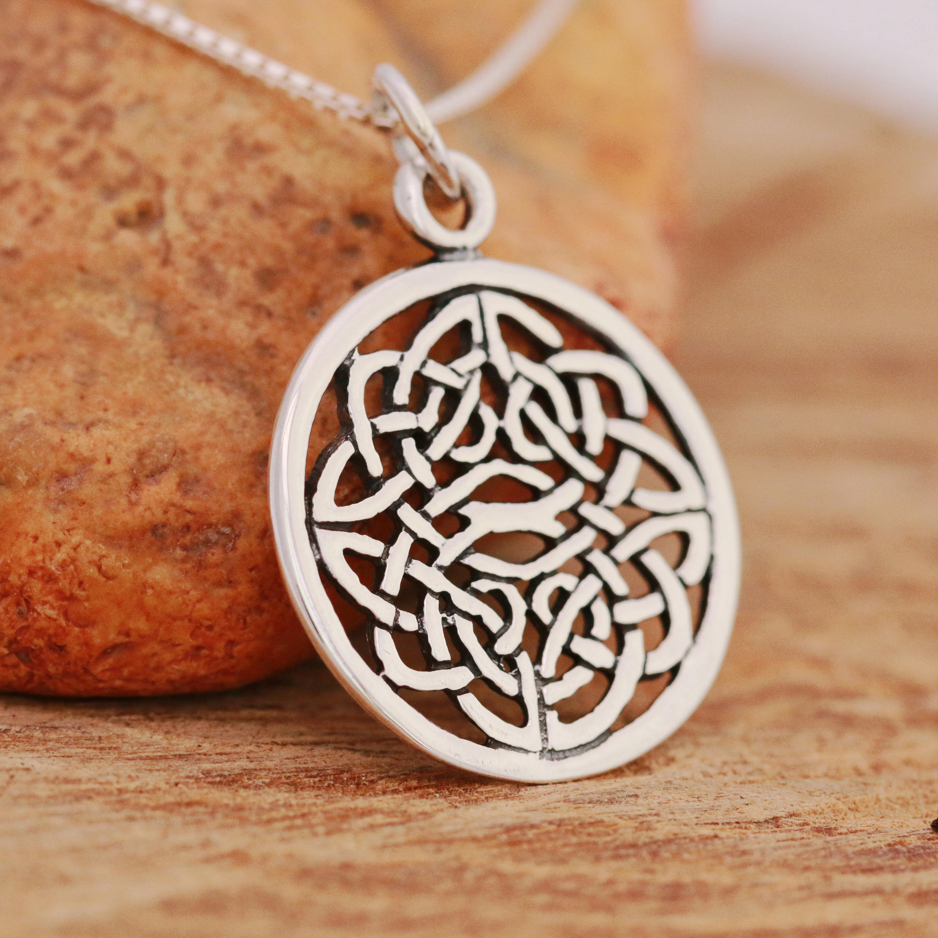 Sterling Silver Celtic Necklace, Silver Celtic Sphere Necklace, Silver ...