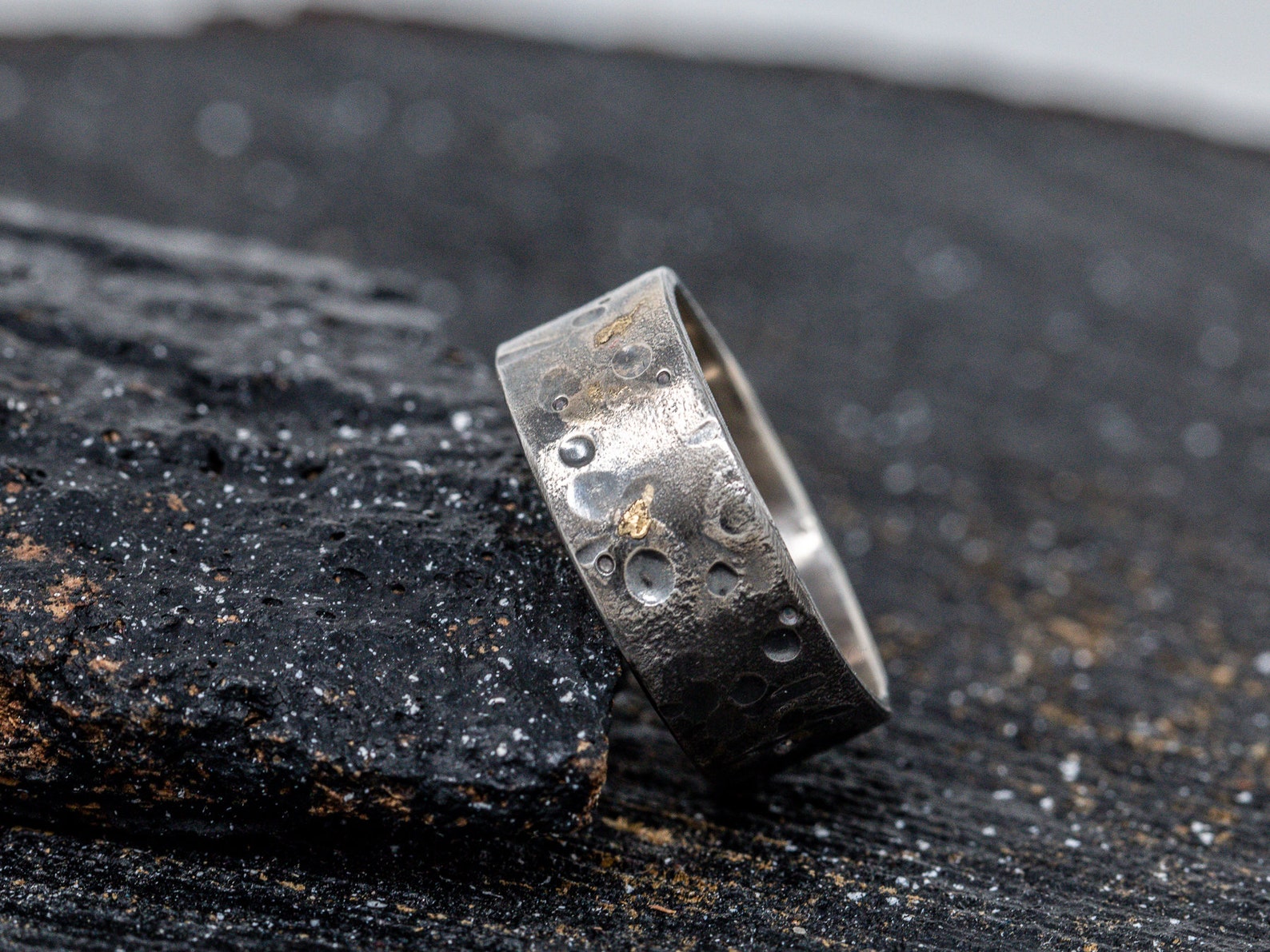 8MM 24K Gold Keum Boo Celestial Ring Silver&gold Rustic Ring - Etsy UK