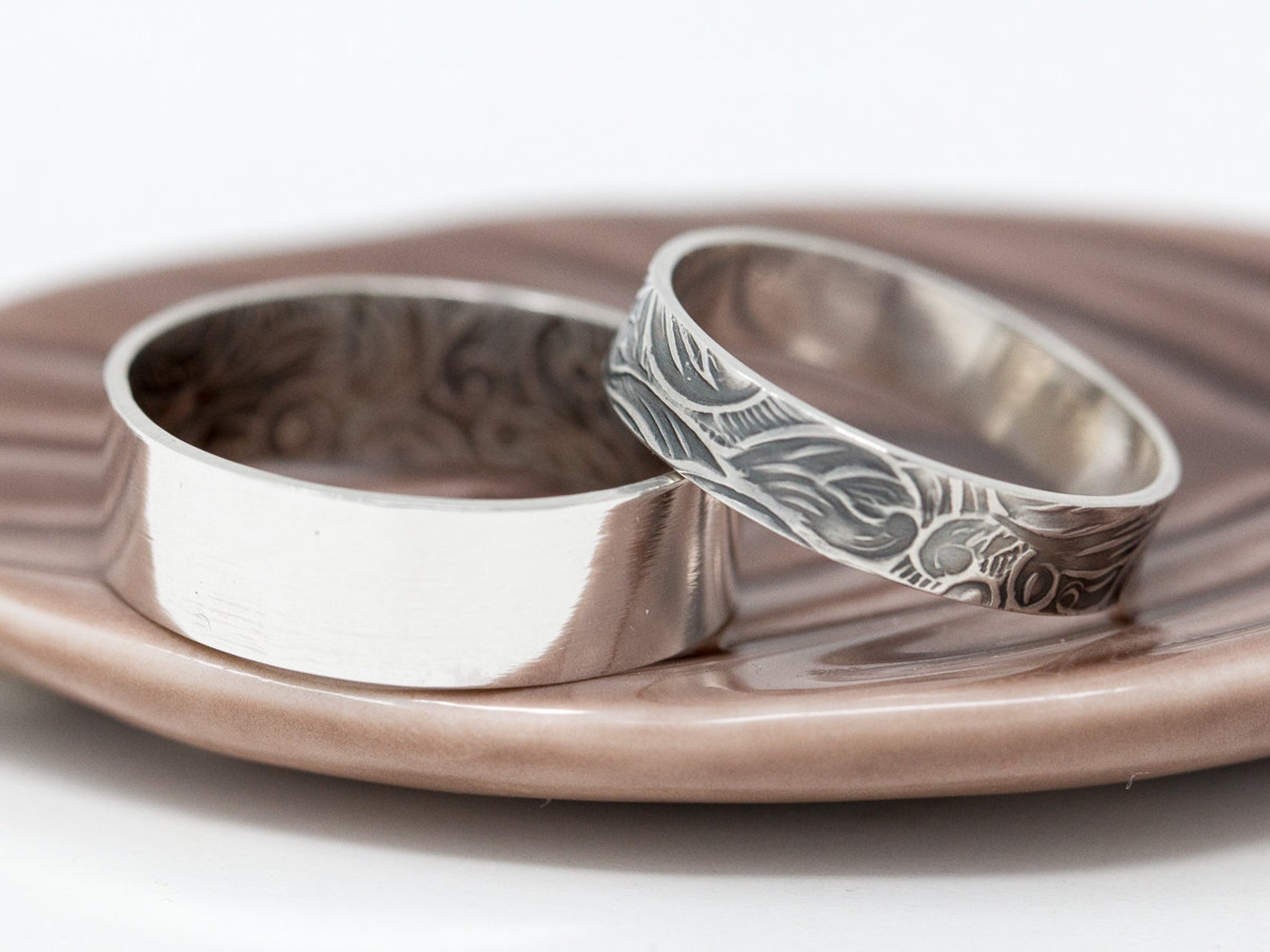 Sterling Silver Wedding Rings Wedding Band Set Couple | Etsy UK