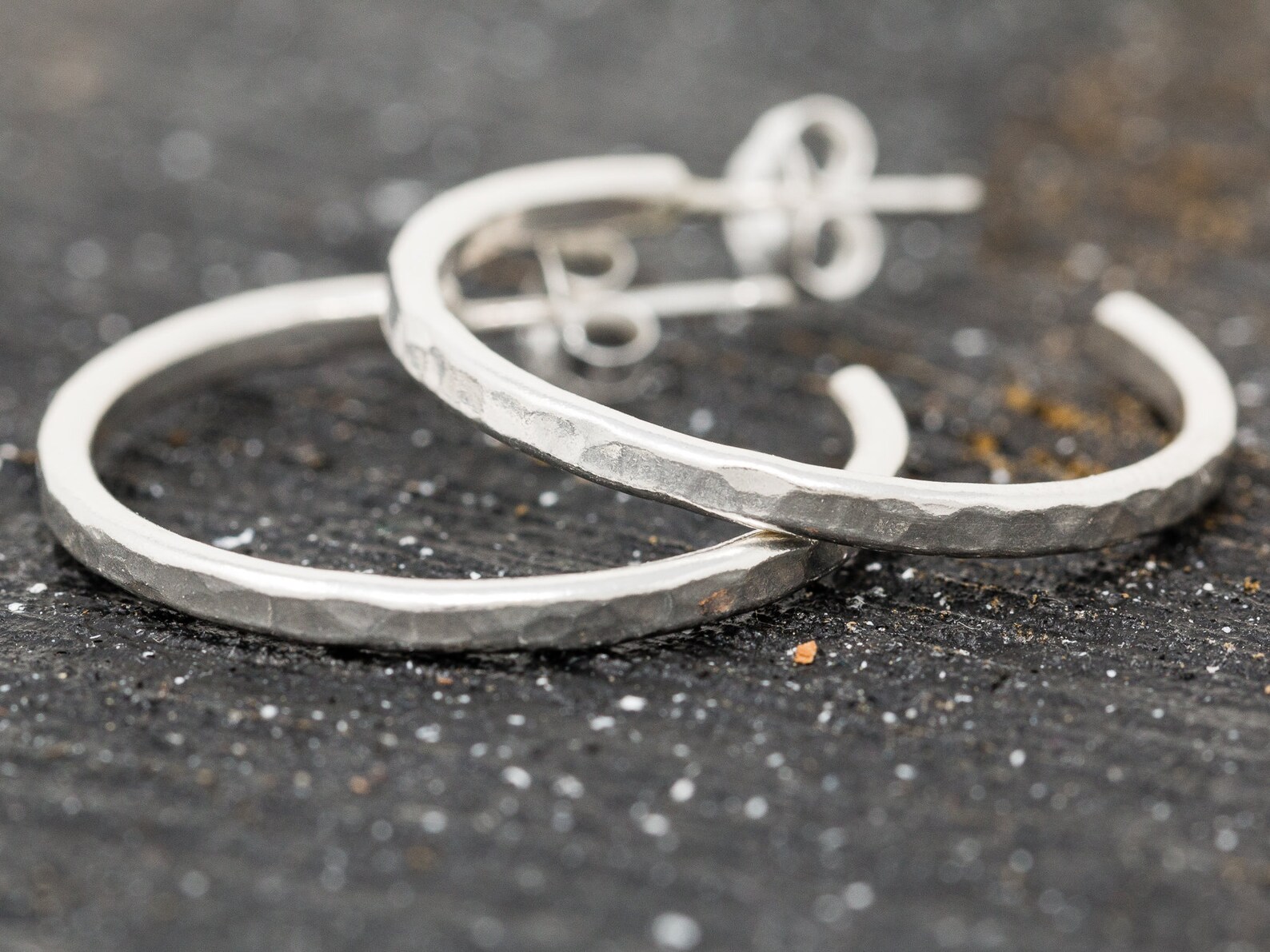 Sterling Silver Loop Earringssterling Silver Textured - Etsy UK