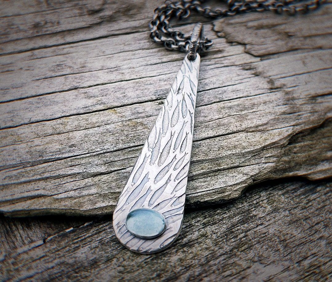Sequor Necklace, Sterling Silver Long Drop Pendant Necklace With ...