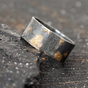 8mm 24K Gold Keum Boo Rustic Ring, Silver&gold Rustic Ring , Unisex ...